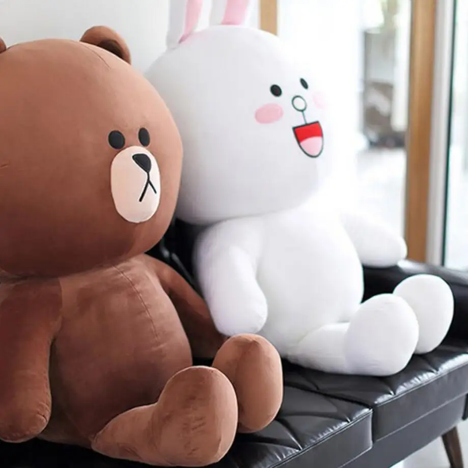 Big Size Line Friends Brown Bear Connie Rabbit Plush Toy Kawaii Room ...