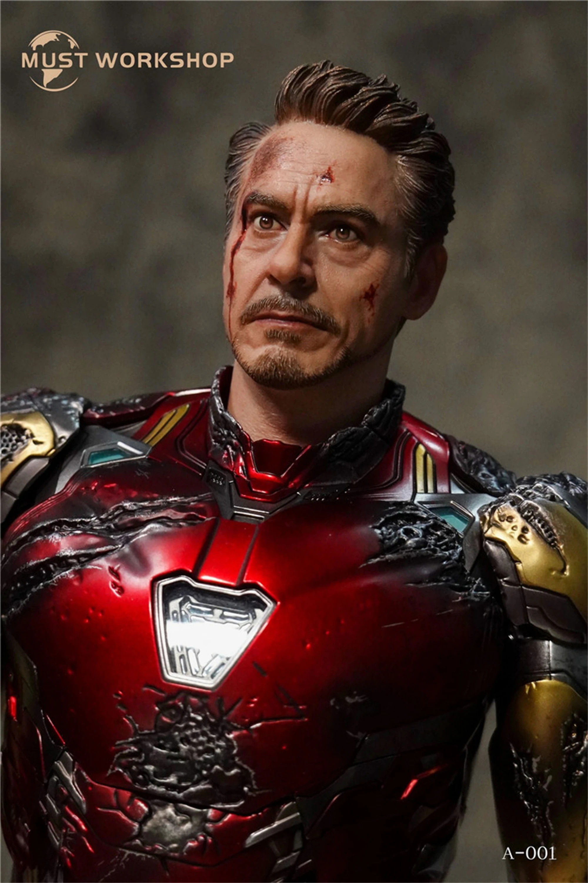 MUST WORKSHOP 1/6 Battle Damaged Tony Stark Robert Downey Jr. Head Sculpt Model Fit for 12'' Hot ...
