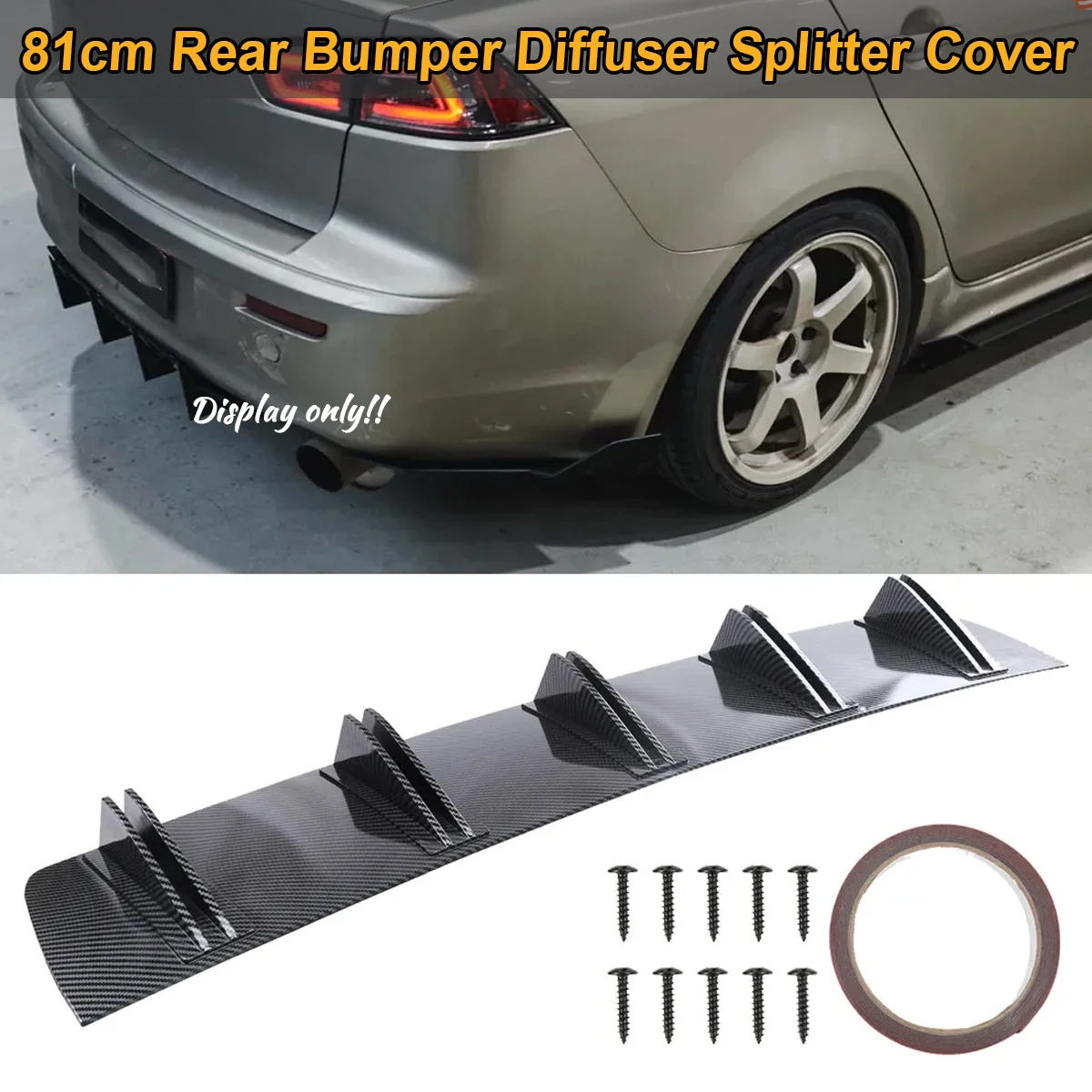 81cm-Universal-Rear-Bumper-Diffuser-Shark-5-Fin-Curved-Splitter-Canard ...