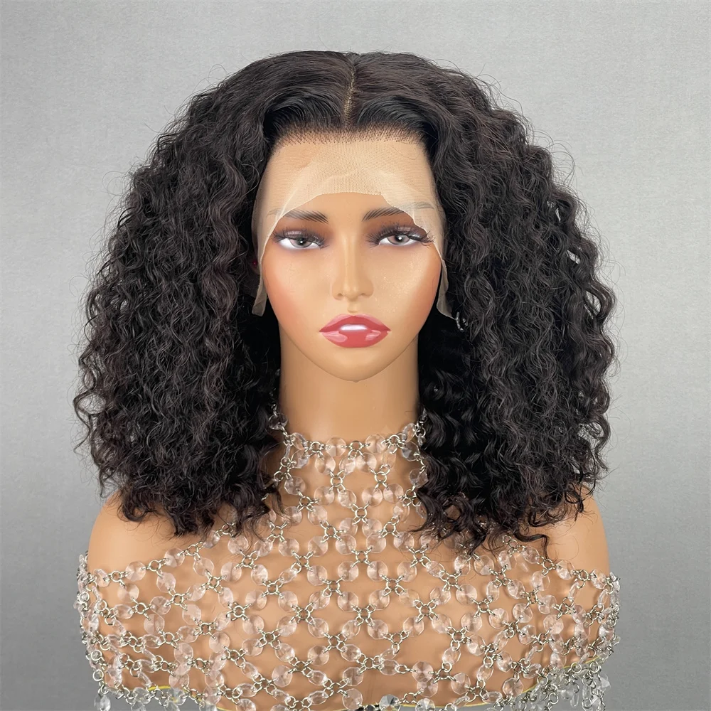 13x4-Short-Curly-Lace-Front-Wigs-Human-Hair-12-Inch-Water-Wave-Bob-Wig ...