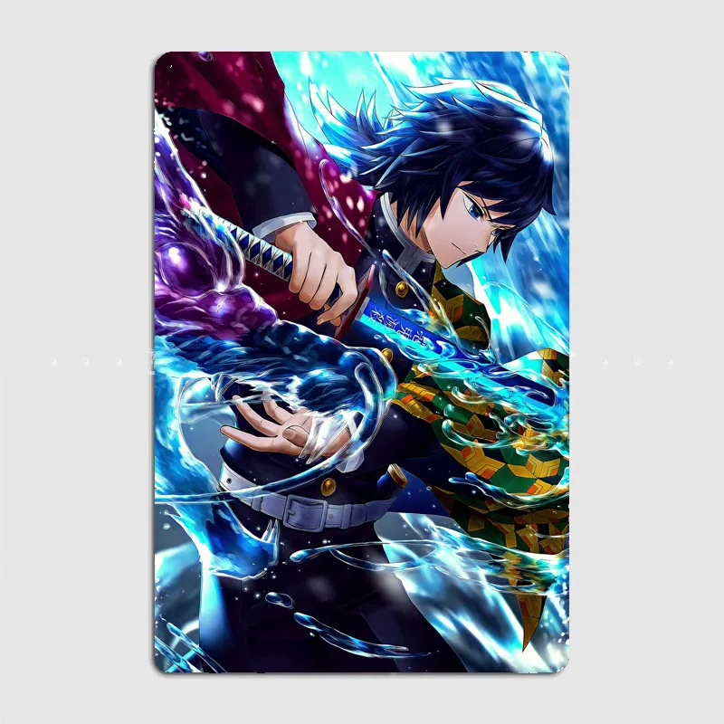 Demon-Slayer-Giyu-Tomioka-Metal-Sign-Club-Bar-Plates-Wall-Mural-Design ...