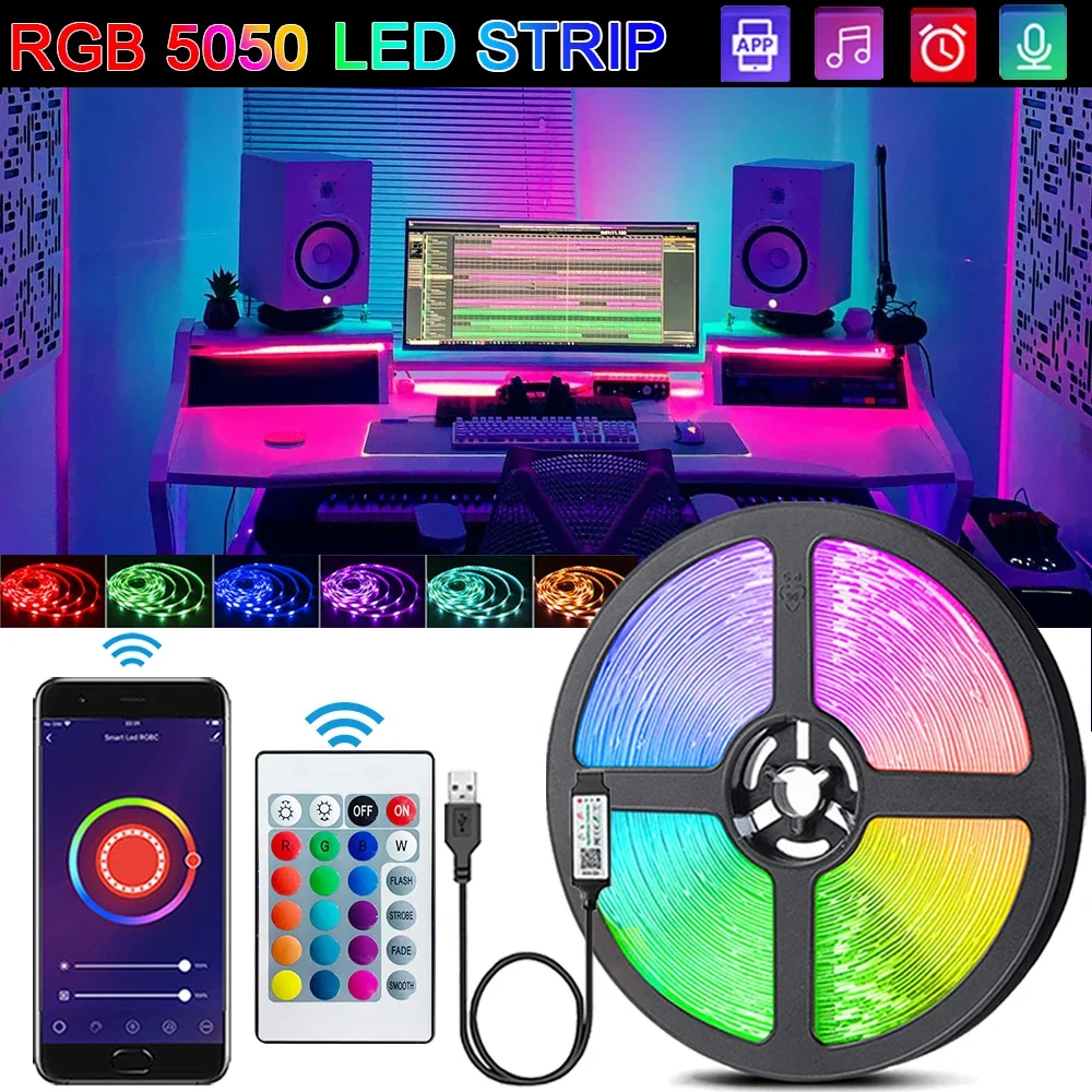 RGB-LED-Light-Strip-USB-Infrared-Remote-Control-Flexible-Lamp-Tape ...