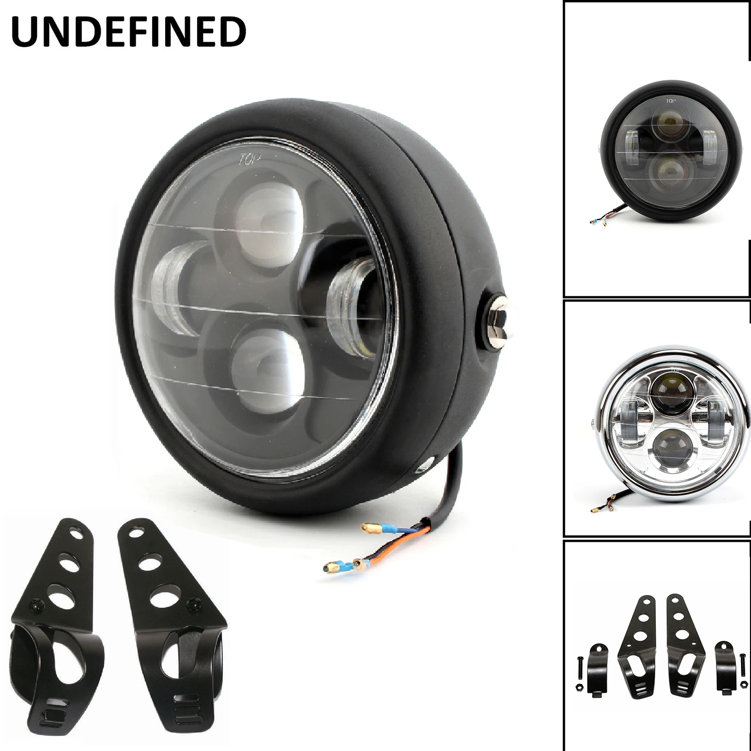 6.5 inch Universal Cafe Racer Round Motorcycle LED Head lamp Headlamp ...