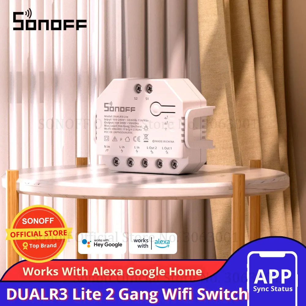 Sonoff Dual 2CH Wifi Switch Dual Lights Controlled Remote Wifi Switch ...