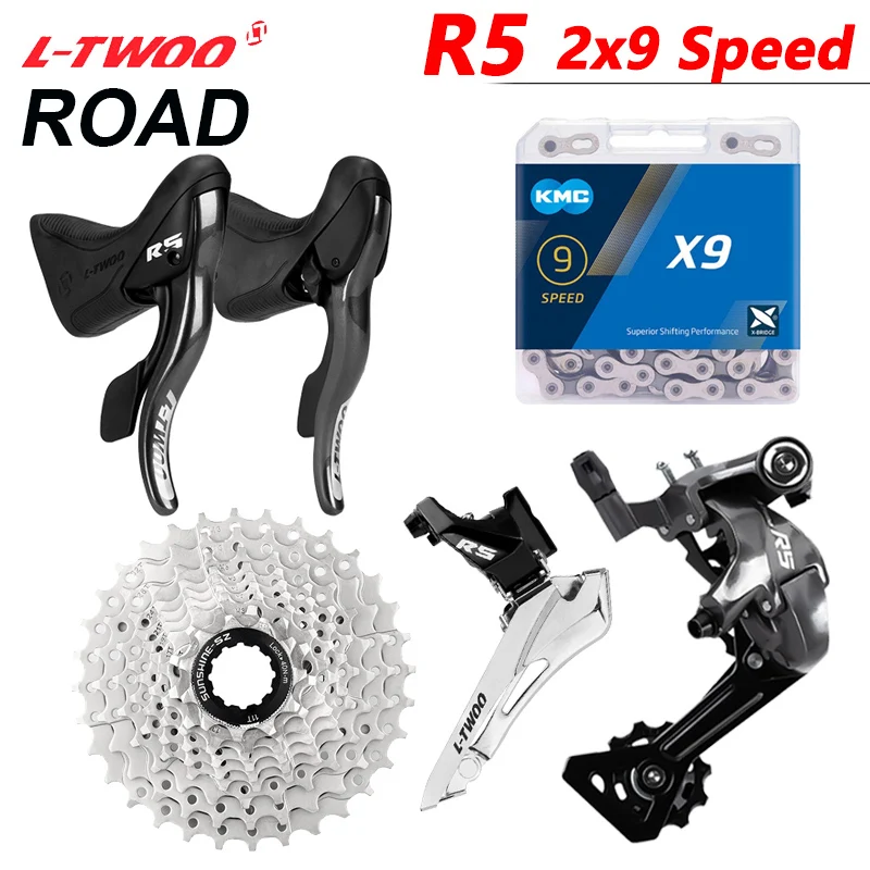 LTWOO R5 2x9S Road Bicycle Groupset Shifter Rear Derailleur X9 Chain 9V Cassette 11-25/28/30/32T ...
