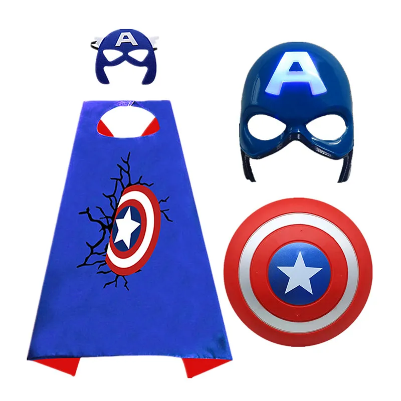 Superhero-Cape-Captain-America-Shield-Costume-Children-Halloween-Mask ...