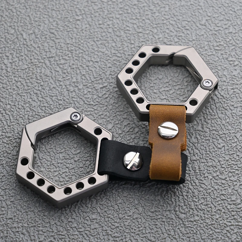 Titanium alloy Hexagonal Porous Keychain Men's Super Light Waist ...