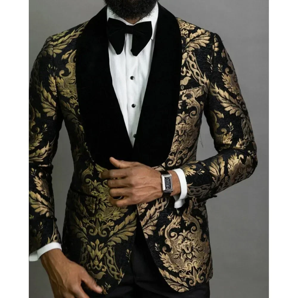 Blazer-de-tela-Jacquard-de-lujo-para-hombre-chaqueta-Formal-de-una ...