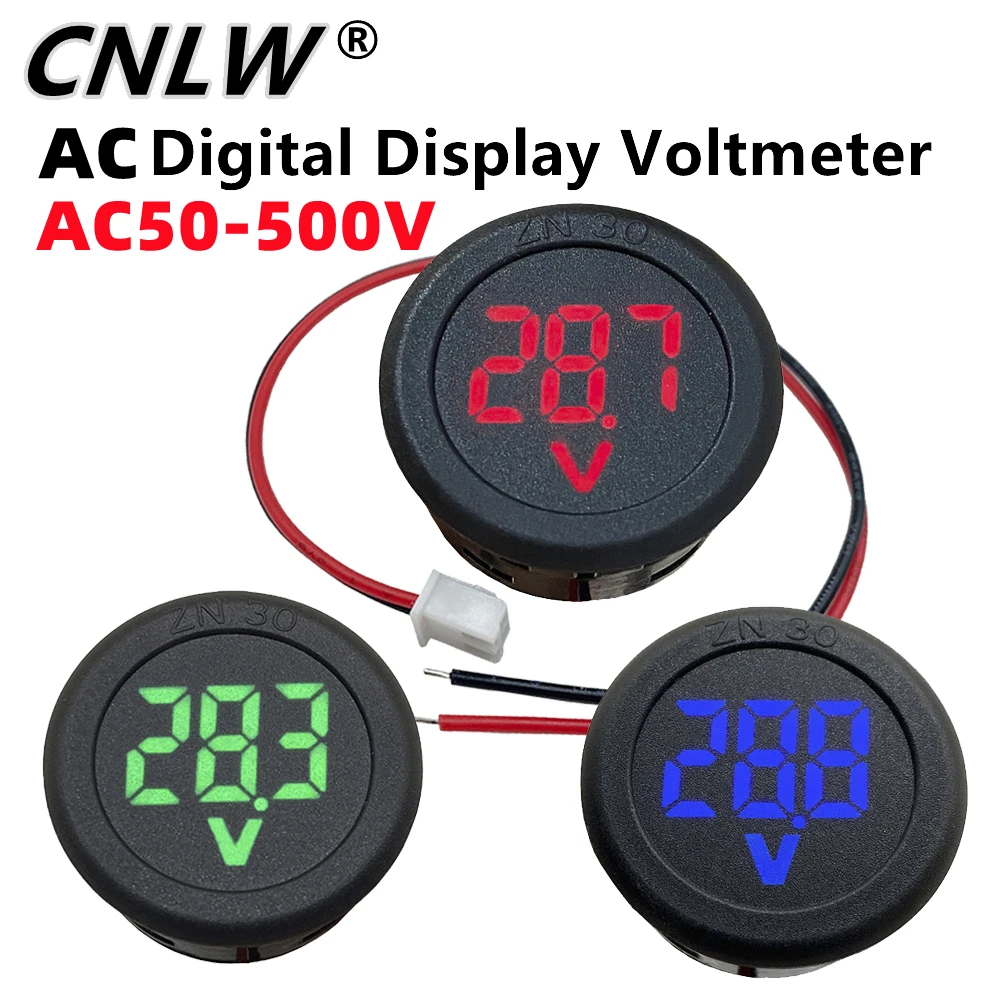 AC50 500V LED Round Voltmeter Digital Display DC Digital Car Voltage ...