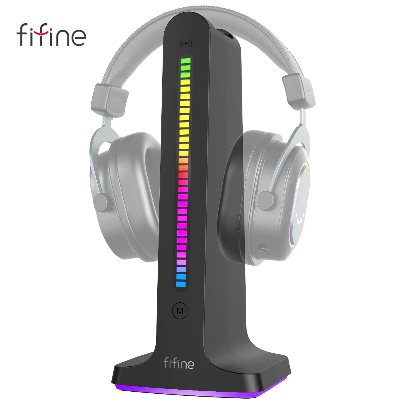 FIFINE RGB Headphone Stand,with Power Strip 2 in1,USB Headset Holder ...
