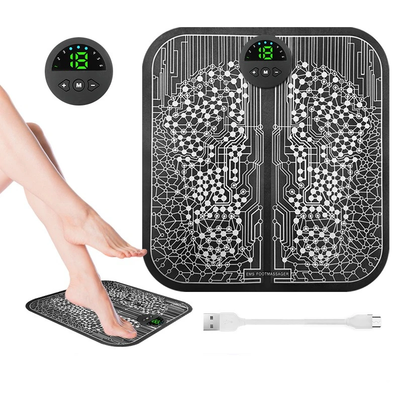 Rechargeable Electric Foot Massager Pad EMS Muscle Stimulation Foot ...