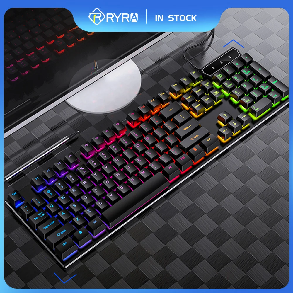 104Keys LED Backlit USB Gaming Keyboard Mechanical Feeling Wired ...