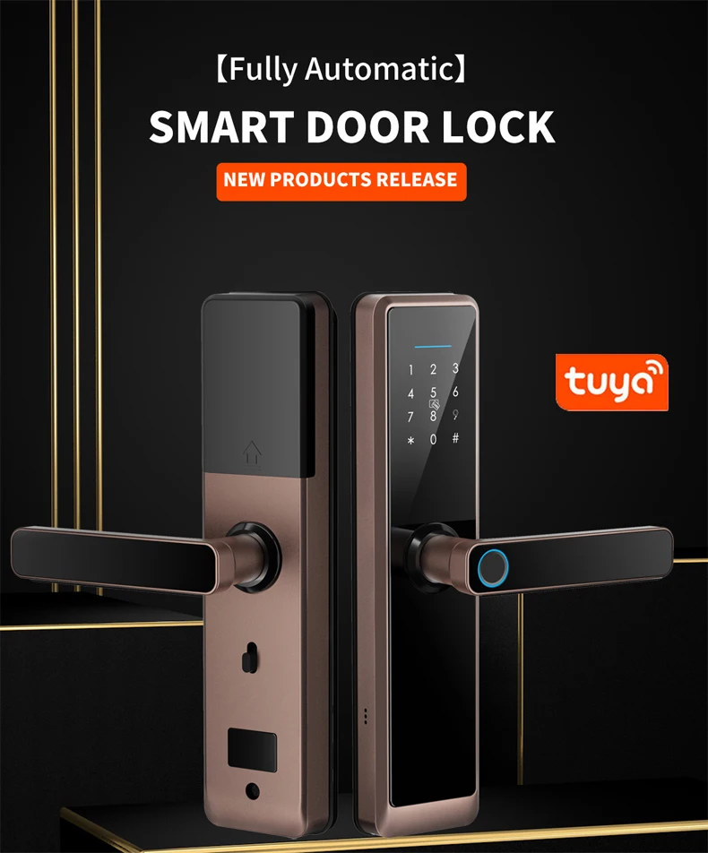 Serrure électronique biométrique Tuya,serrure de porte intelligente numérique,empreinte digitale ...