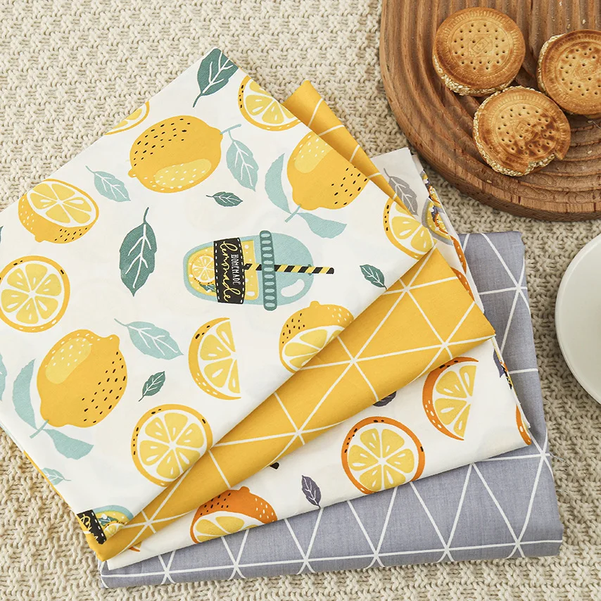 Syunss-Kuning-Lemon-Berlian-Dicetak-Kain-Katun-DIY-Jaringan-Patchwork ...