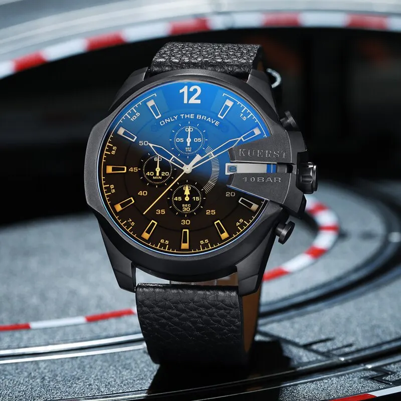 KUERST-LLarge-Dial-Chronograph-Color-changing-Mirror-Polarized-Quartz ...