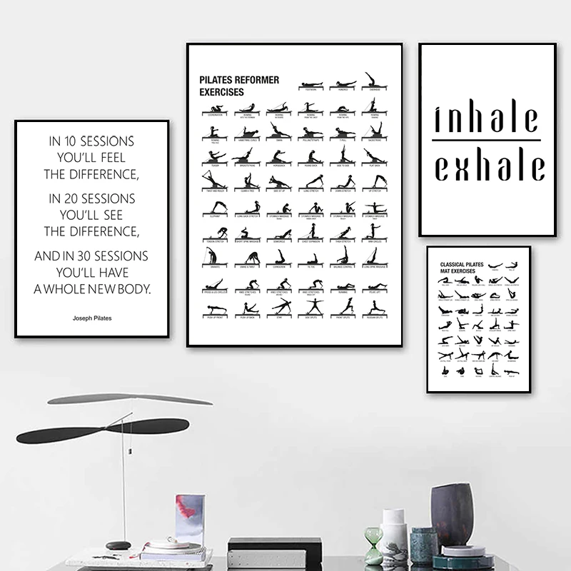 Pilates-Workout-Chart-Poster-Canvas-Prints-Yoga-Room-Wall-Decor-Pilates ...