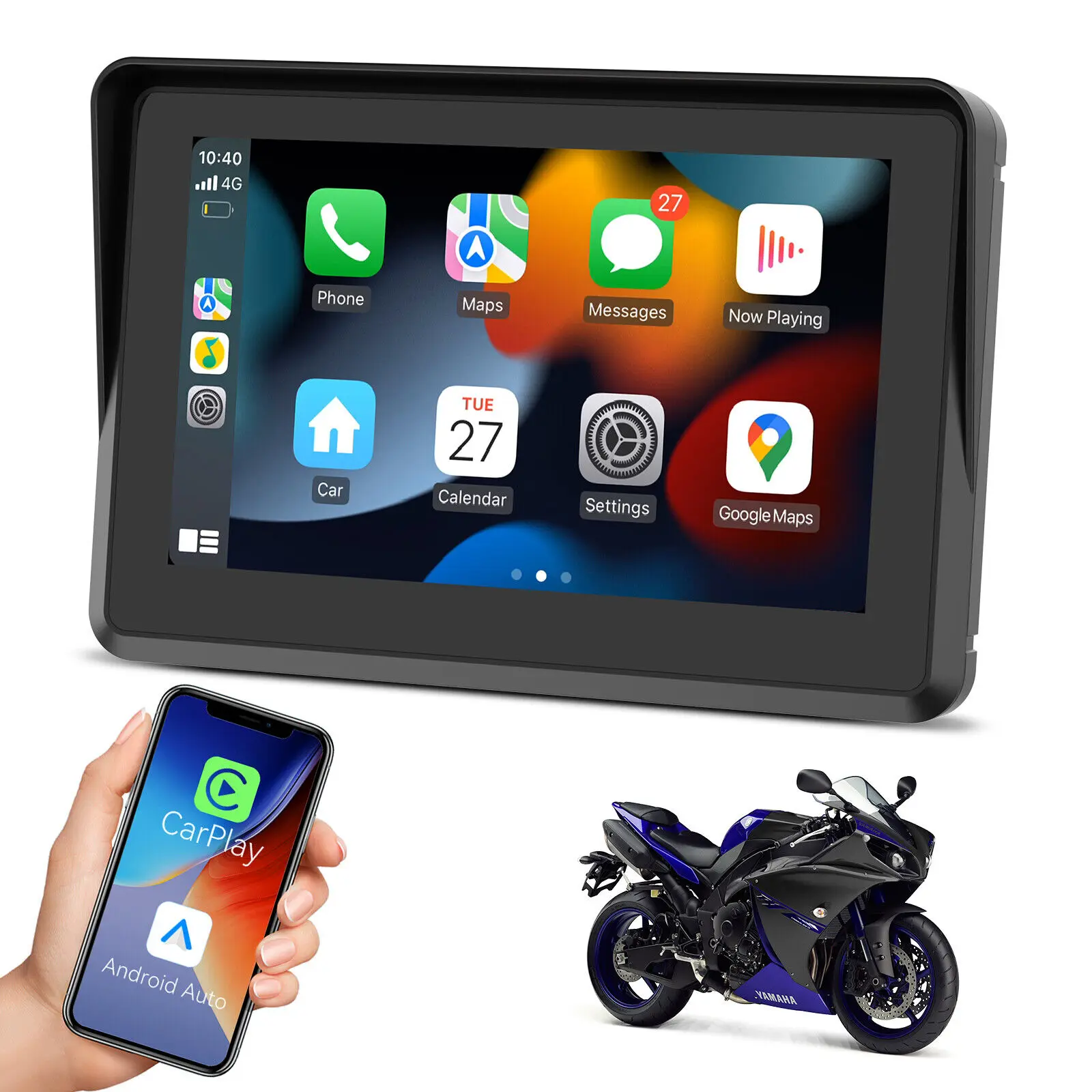 Joyeauto-5-Zoll-Motorrad-drahtlose-Apple-Carplay-Android-Auto-tragbare ...