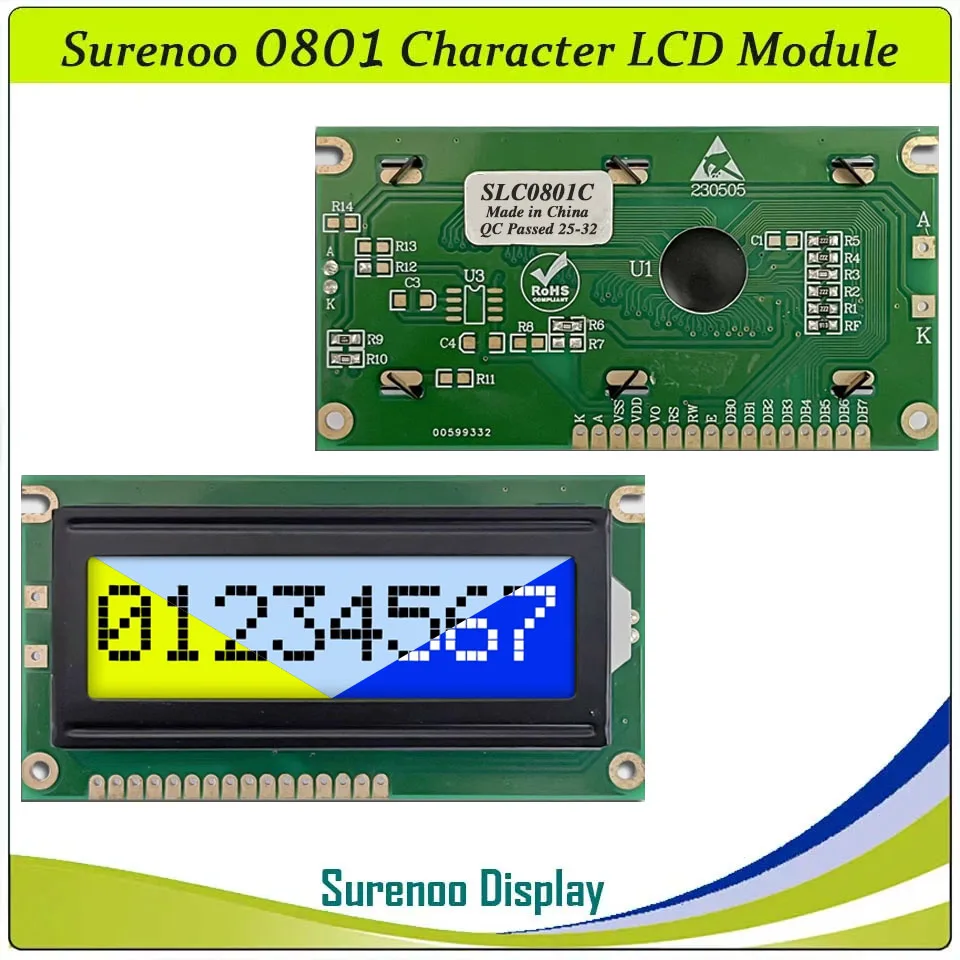 Surenoo 0801 801 8X1 8*1 Character LCD Module Display Screen Panel LCM ...