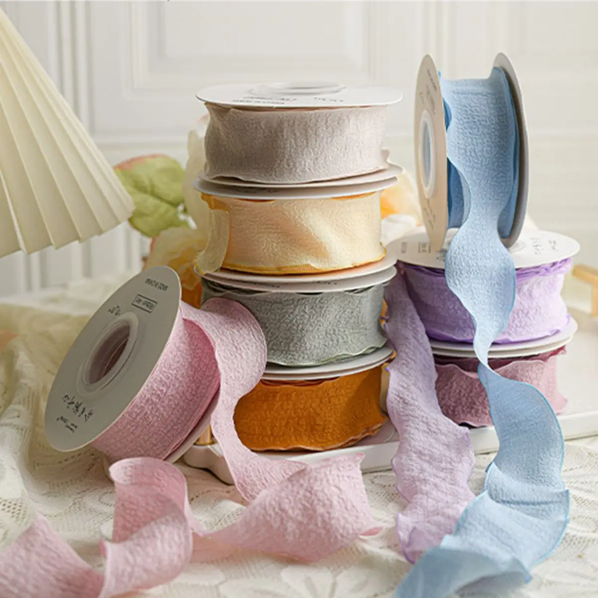 10M/Roll Silk Ribbons Edged Chiffon Ribbon Wedding Bridal Bouquet ...