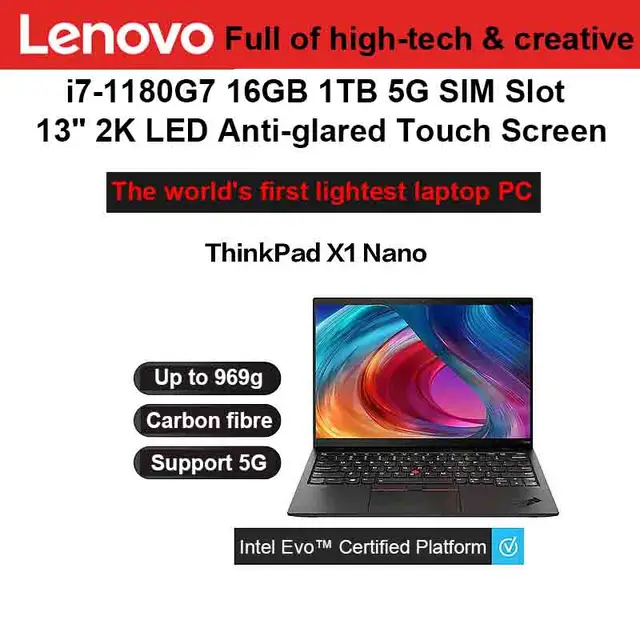 World Lightest Notebook Laptop PC Lenovo ThinkPad X1 Nano 13 Inch 2K ...