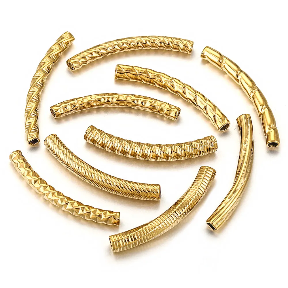 5pcs-Stainless-Steel-Gold-Plated-PVD-Curved-Tube-Beads-No-Fading-DIY ...