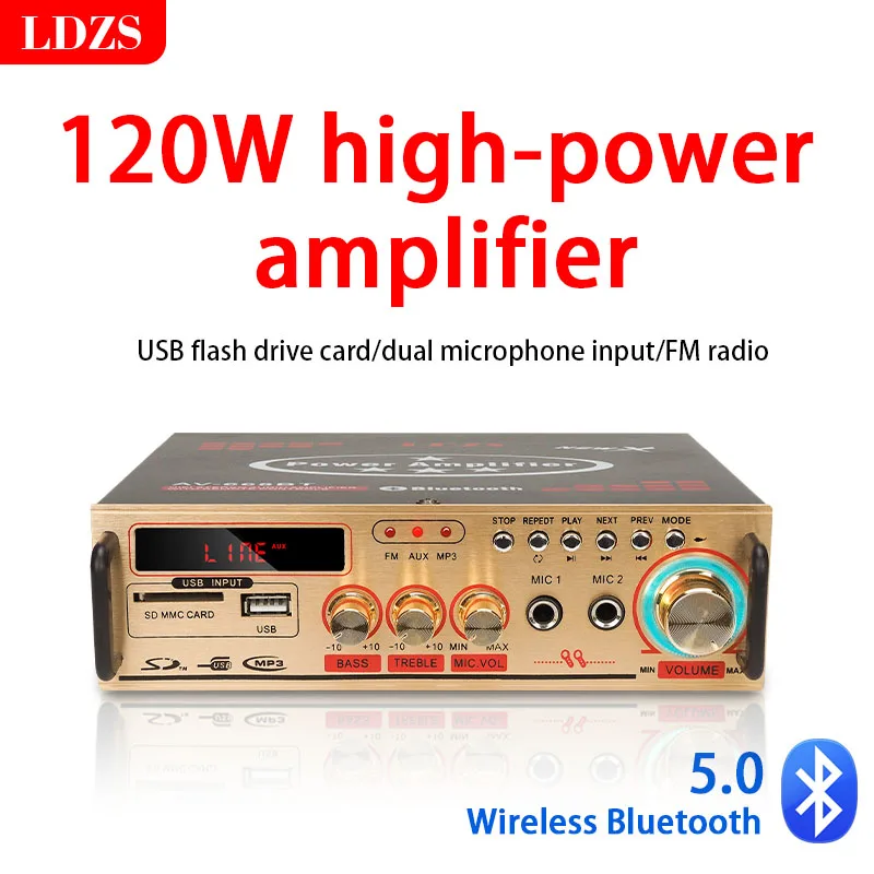 LDZS Audio Amplifier 60Wx2 Channel 2.0 Digital for Home Car Powerful Bluetooth Hifi Stereo ...