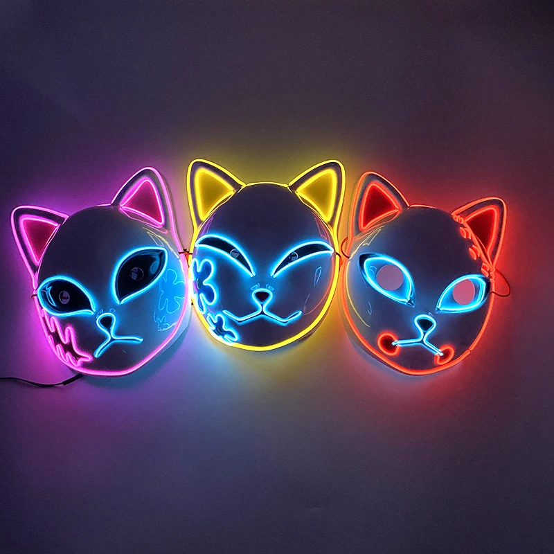 2025 Carnival Decor Mask Cosplay Japanese Anime Neon LED Demon Slayer ...