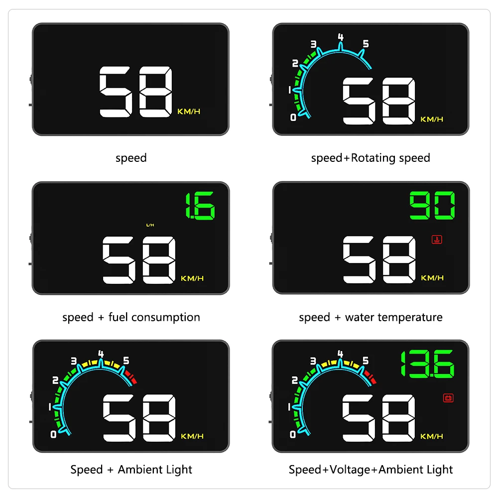 Digital Speedometer Car Head Up Display Windshield Projector Alarm ...