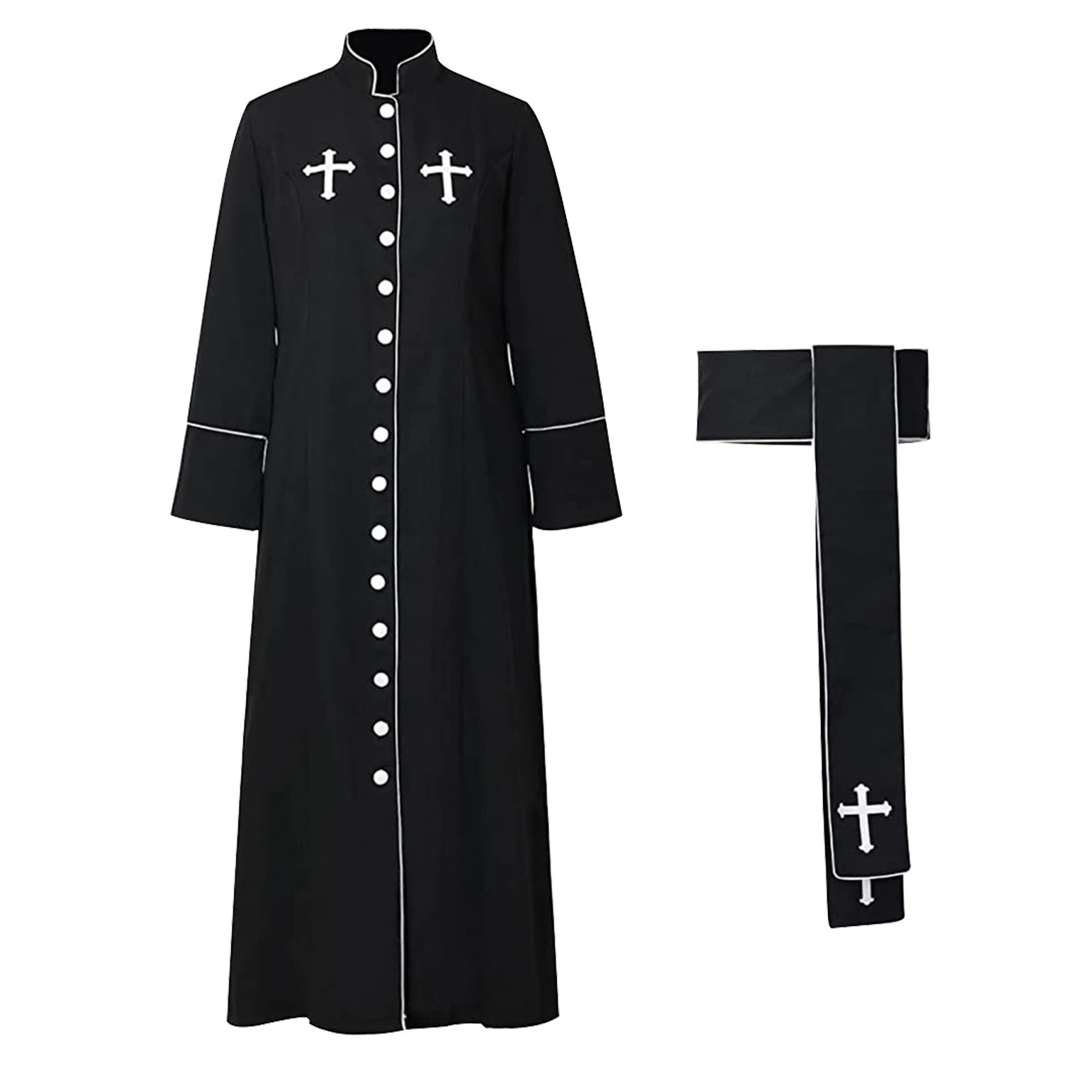 Disfraz de sacerdote para hombre, túnica de pastor, sotana romana con ...