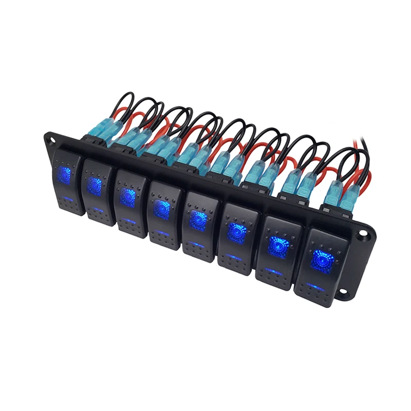 8 Gang LED Toggle Switch Panel ON OFF Rocker Switch Panel 12/24V ...