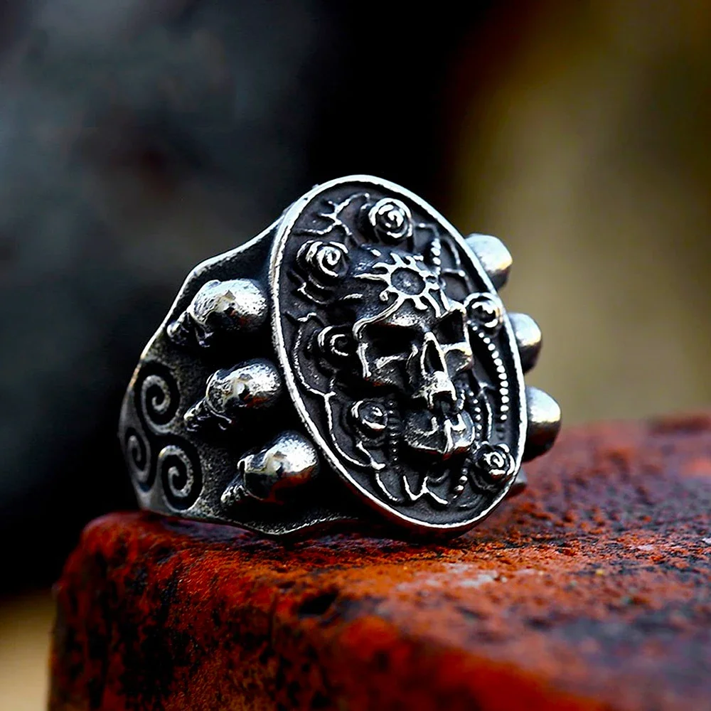 New-Gothic-Skull-Ring-Stainless-Steel-Punk-Hip-Hop-Fashion-Unique ...