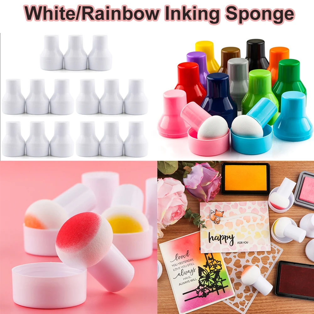 9-30pcs-White-Rainbow-Paper-Pouncers-Ink-Applicator-With-Storage-Case ...