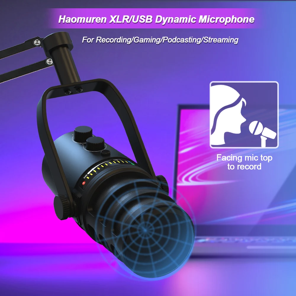 Haomuren-XLR-USB-Dynamic-Microphone-for-Podcasting-Recording-PC ...