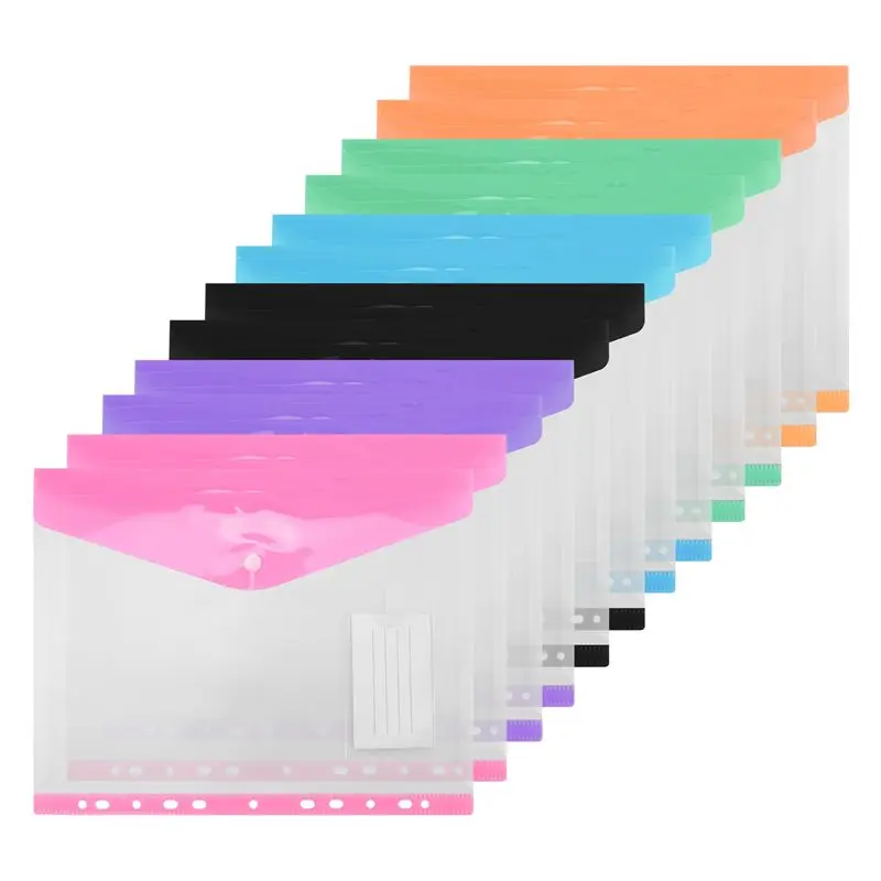 A46M-12Pack A4 Plastic File Folder,Expandable A4 Expandable Punched ...
