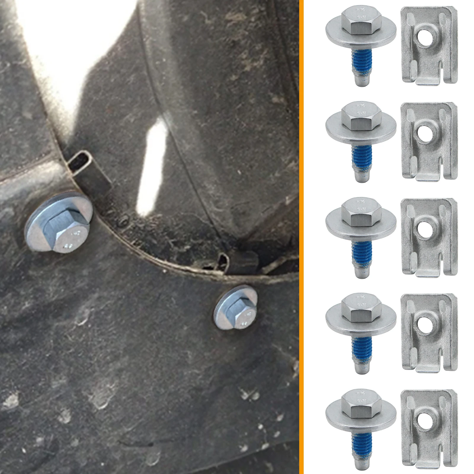 Silver Dacromet Car Body Bolts U-nut Clip M6 Engine Cover Splash Shield ...