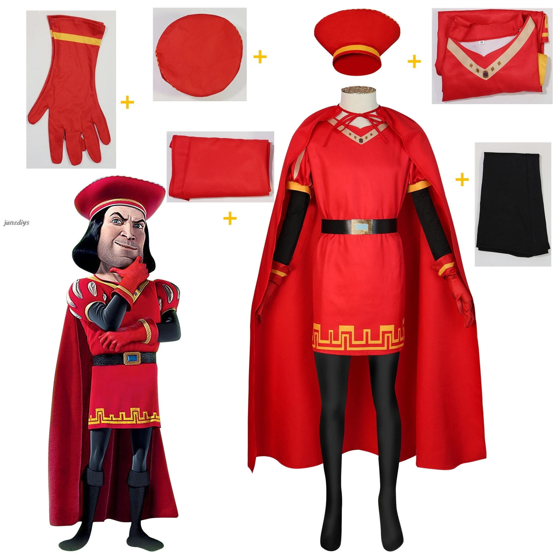 Lord-Farquaad-Cosplay-Anime-Costume-Uniform-Cloak-Glove-Hat-Set ...