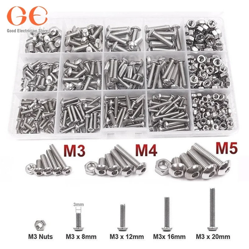 500pcs-Bolts-Nuts-Combination-Set-304-Stainless-Steel-M3-M4-M5-Bolts ...