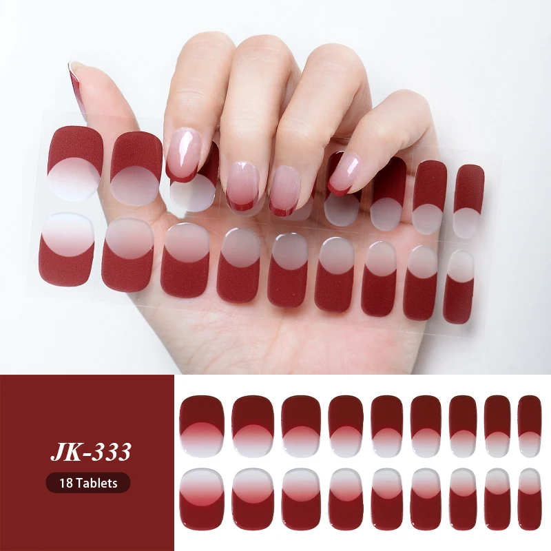 French-Semi-Cured-Gel-Nail-Patch-Slider-Adhesive-Waterproof-Long ...