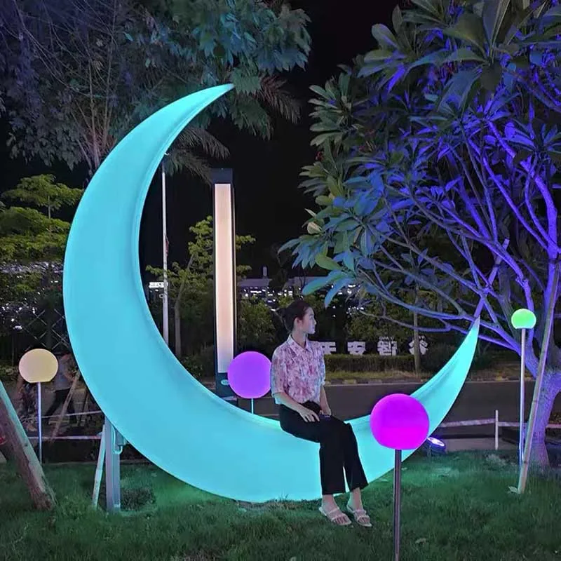 Ip54 Rgb Crescent Moon Swing Seat With Climbing Rope Reliable And ...