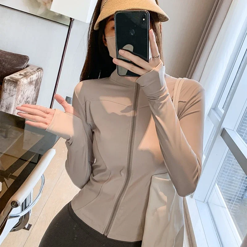 Long-Sleeve-Sports-Jacket-Women-Zip-Fitness-Yoga-Shirt-Autumn-Warm-Gym-Top-Activewear-Running ...