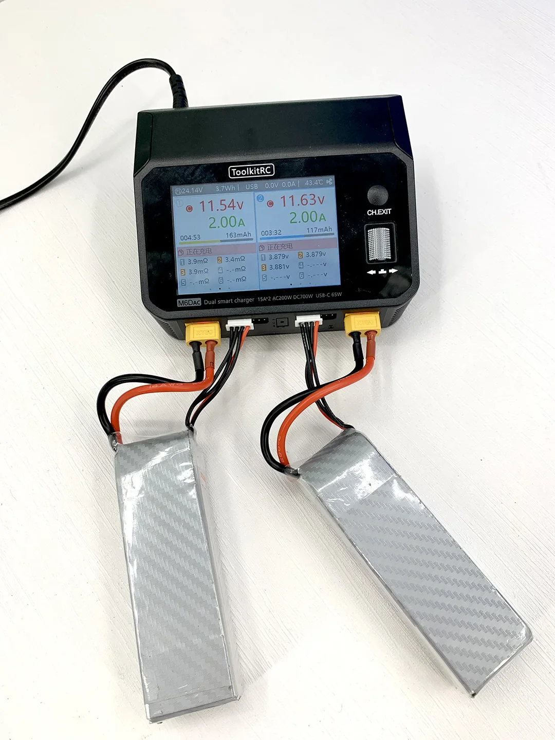 ToolkitRC M6dac Dual Channel Smart Lipo Battery Charger Discharger AC ...