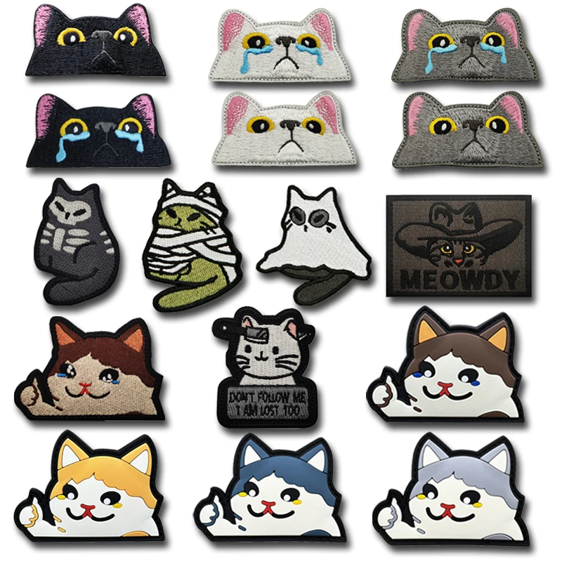 Cartoon-Cat-embroidery-patch-mouse-luminous-PVC-Hook-Loop-armband ...