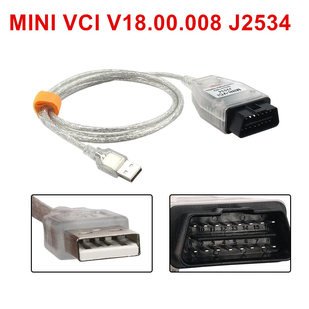 V18.00.008 Latest MINI-VCI J2534 Scanner Cable OBD2 Car Diagnostic ...