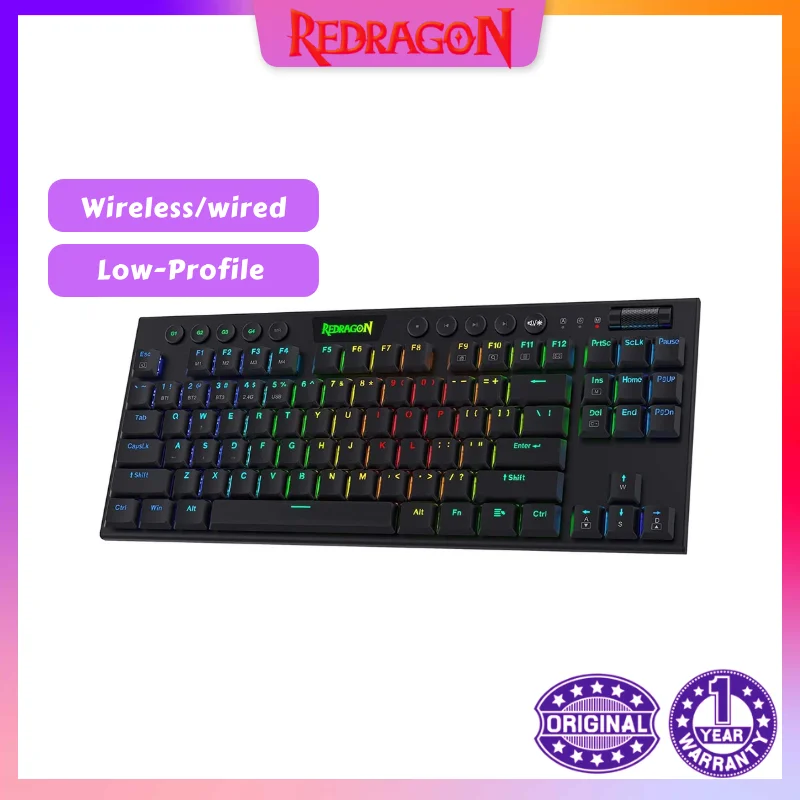 Redragon K621 Horus Tkl Wireless Rgb Low Profile Mechanical Keyboard ...