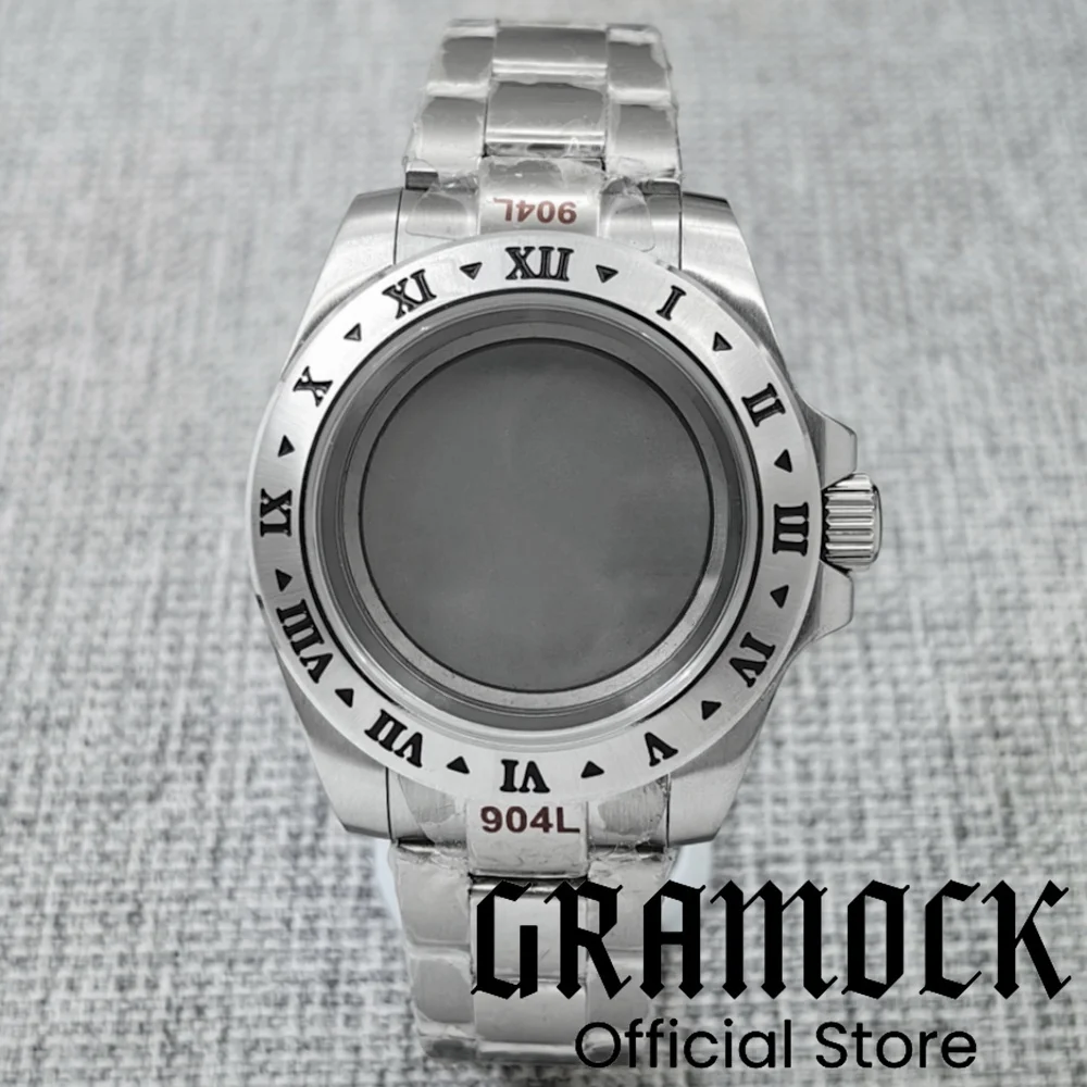 Gramock 40mm EXP Polished Watch Case Fix Bezel Roman Numerals Sapphire ...