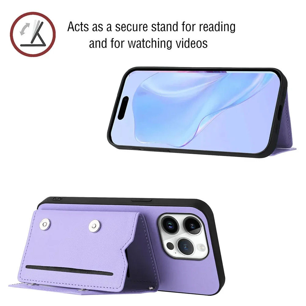Leather Wallet Phone Case with Lanyard Attachment for Moto G34 5G (YB0744)