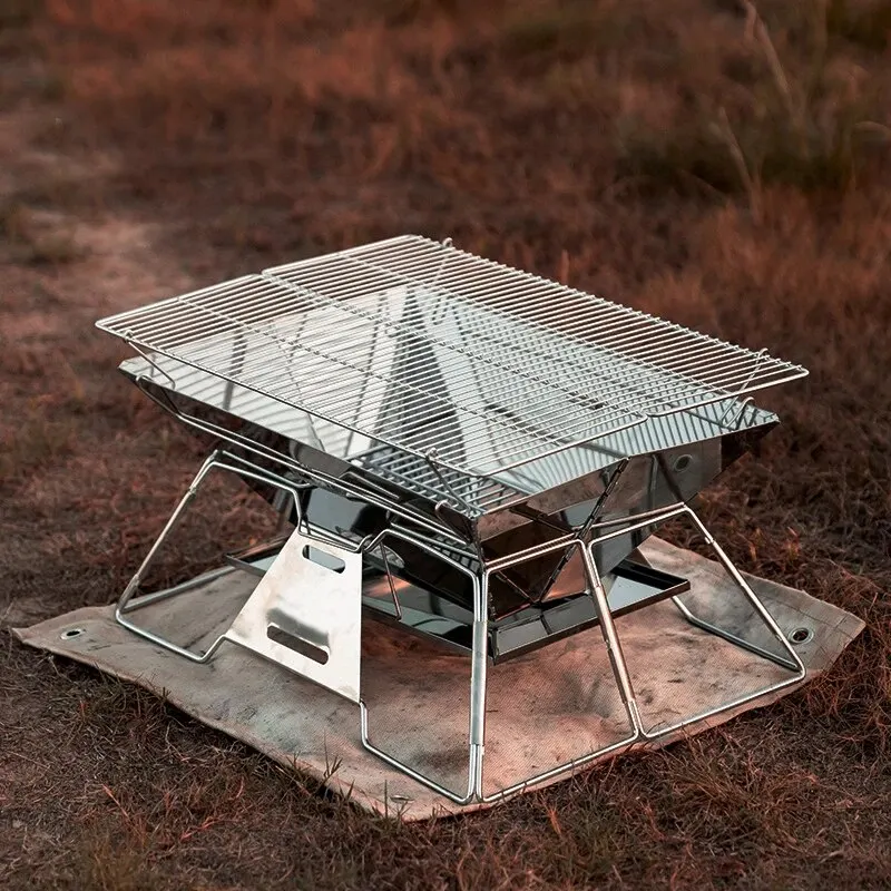 Camping-Grill-Portable-Bbq-Grill-Adjustable-Foldable-Folding-Backyard ...