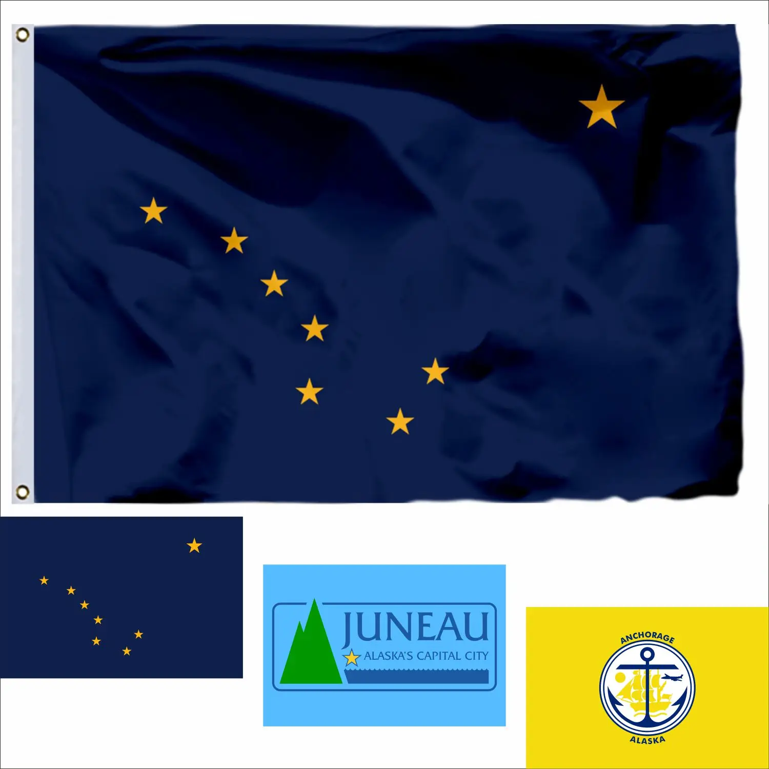 Usa Alaska Flag 90x150cm Juneau 3x5ft Us Guanica American United States ...