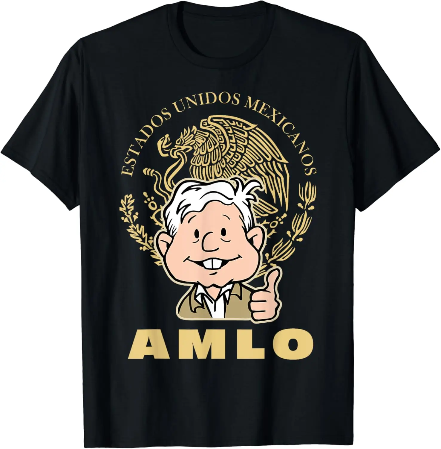 Camiseta-de-dibujos-animados-del-presidente-AMLO-con-Escudo-Mexicano ...