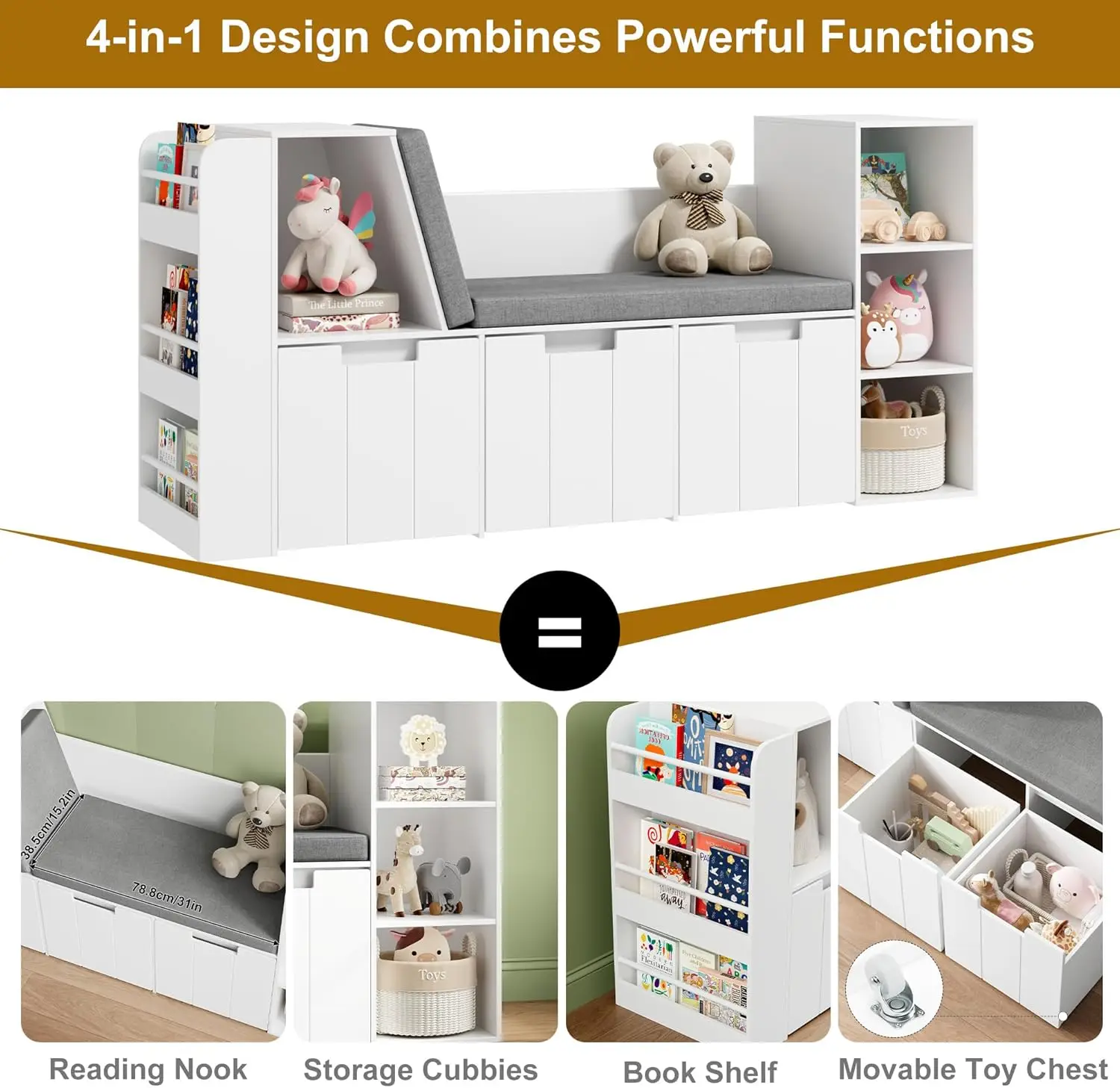 Kids Reading Nook with Drawers/Bookshelf – Kiddie Corner